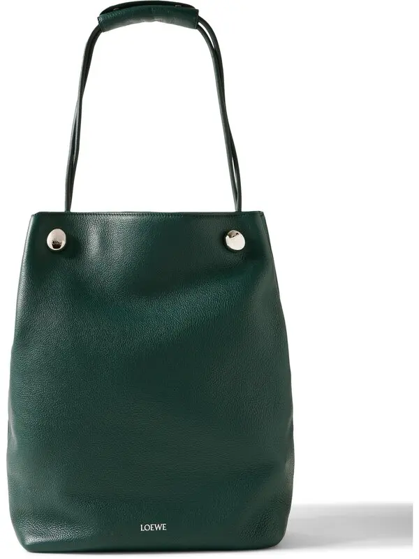 Loewe Pebble Full-grain Leather Tote Bag - Green
