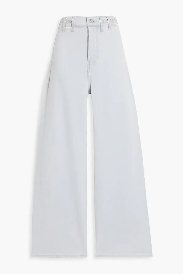 Veronica Beard Grant Braid-trimmed Wide-leg Jeans