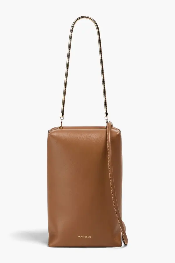 WANDLER Leo Box Leather Tote - Light Brown