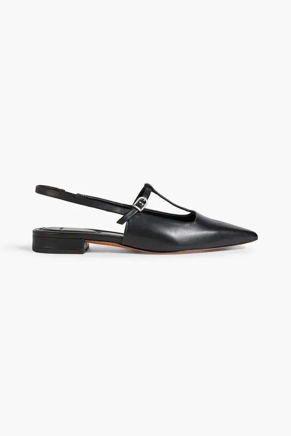 Vince Iliana Leather Pointed-toe Slingback Flats - Black