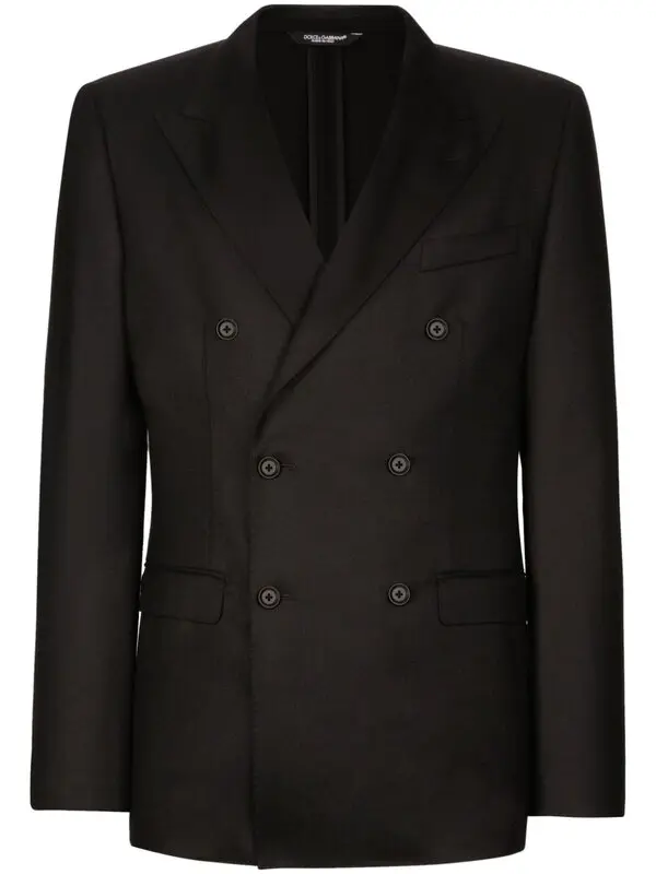 Dolce & Gabbana Double-breasted Virgin Wool Blazer - Black
