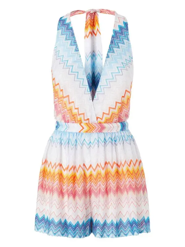 Missoni Zigzag Lamé Playsuit - White
