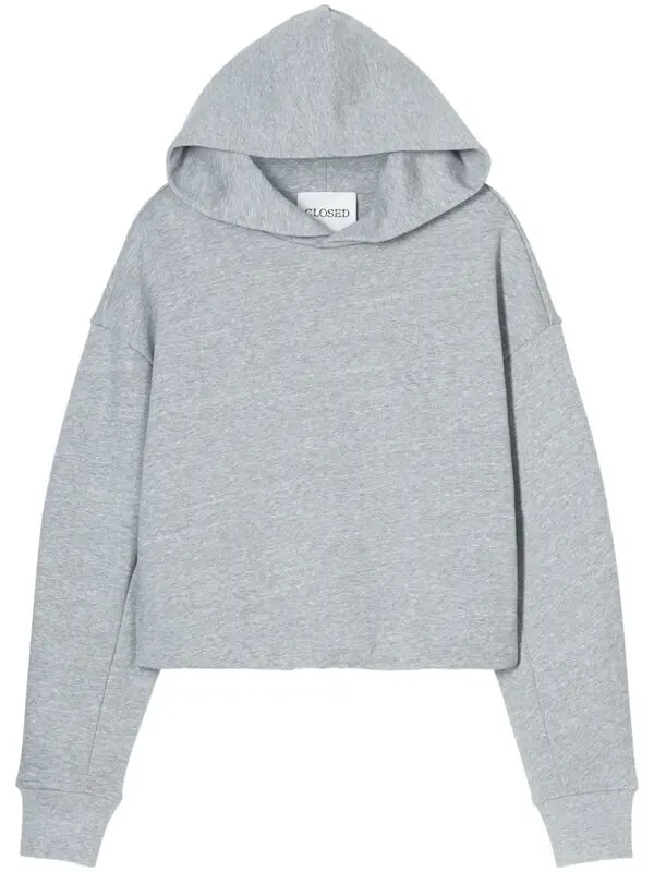 Closed Folded Hem Hoodie - Grey