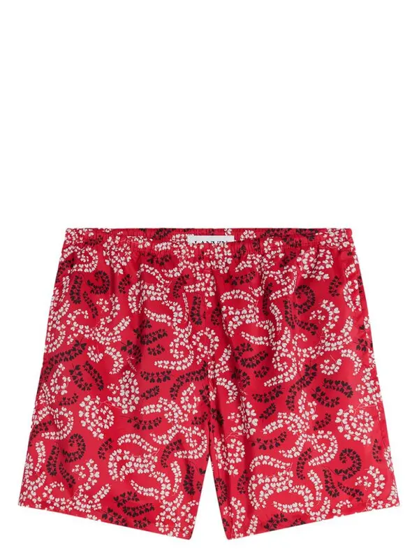 LANVIN Leaf-print Swim Shorts - Red