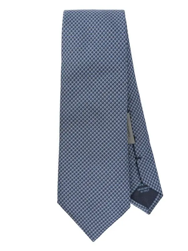Corneliani Patterned Jacquard Silk Tie - Blue