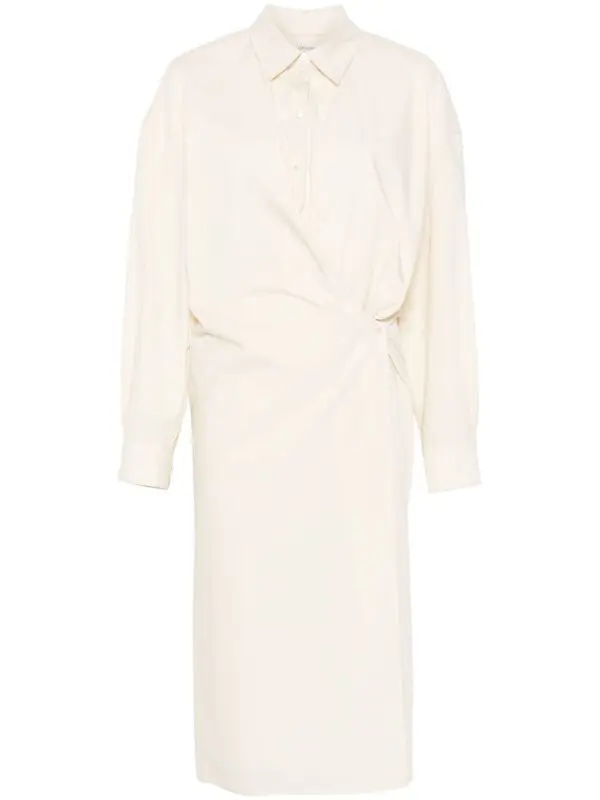 LEMAIRE Straight-collar Twisted Midi Dress - Neutrals