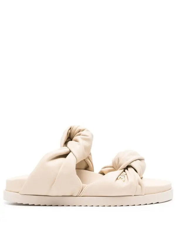 Patrizia Pepe Leather Flat Sandals - Neutrals