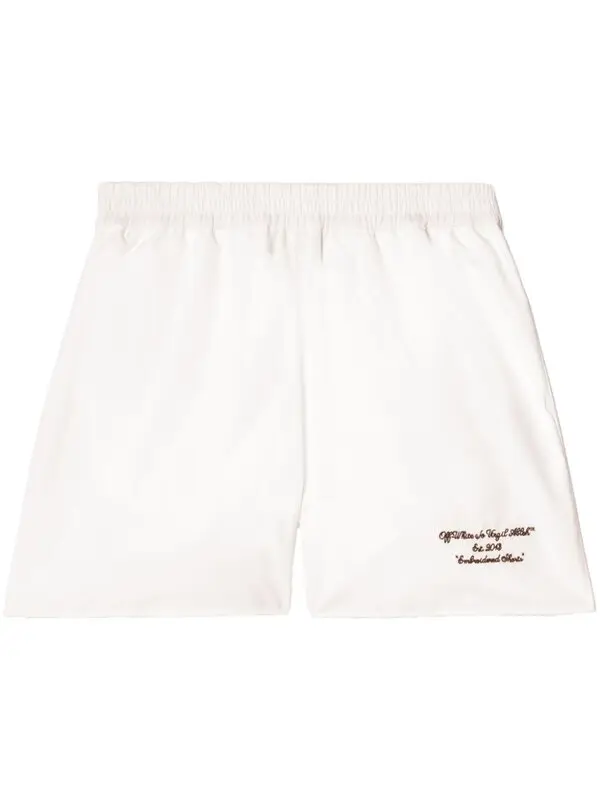 Off-White Embroidered Poplin Shorts - White