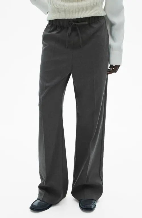 Mango Pull-on Relaxed Straight Leg Pants - Grey