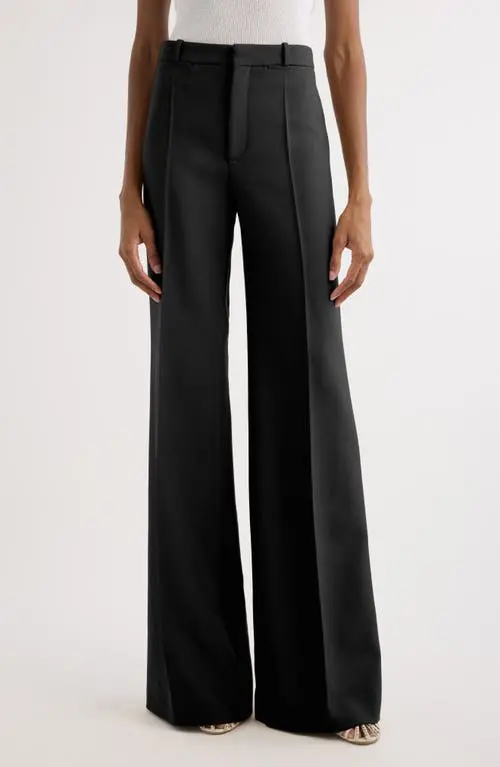 Chloé Wool Grain De Poudre Flare Leg Trousers - Black