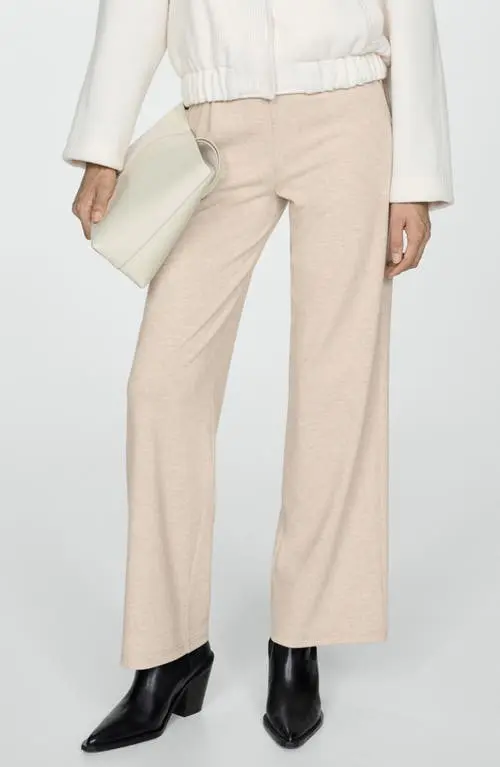 Mango Pull-on Knit Wide Leg Pants - Beige