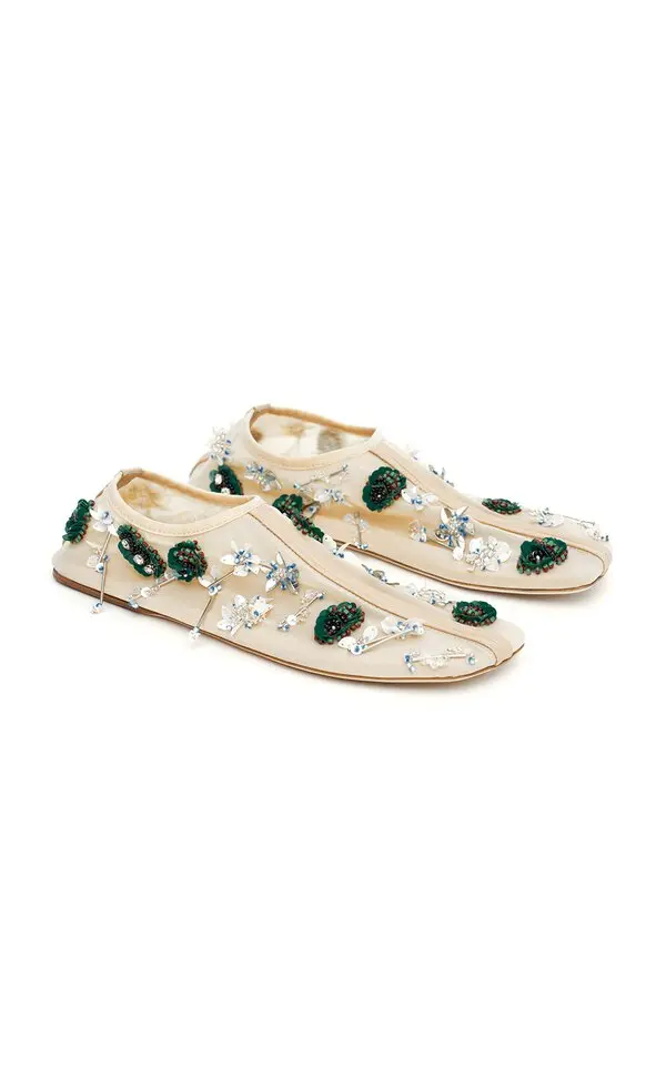 Christopher Esber Embla Beaded-mesh Flats - Neutral