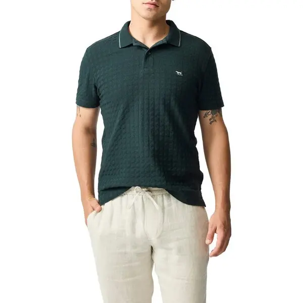 Rodd & Gunn Glen Albyn Geo Texture Cotton Polo - Forest