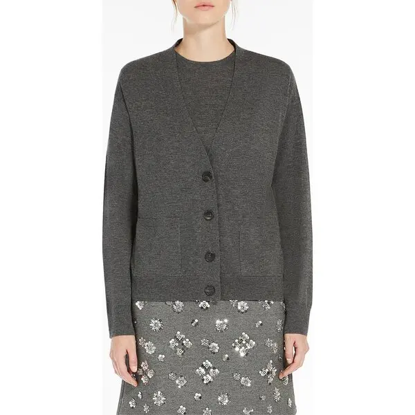 Max Mara Decano Wool & Cashmere Cardigan - Medium Grey