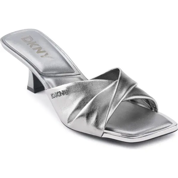Dkny Jolaine Metallic Twist Slide Sandal - Nickel