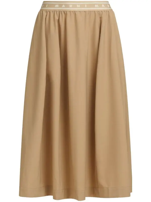Marni Logo Waistband Midi Skirt - Neutrals