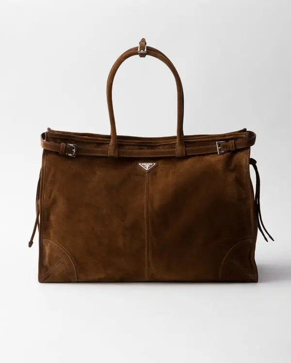 Prada Bonnie Suede Tote Bag - Cocoa Brown
