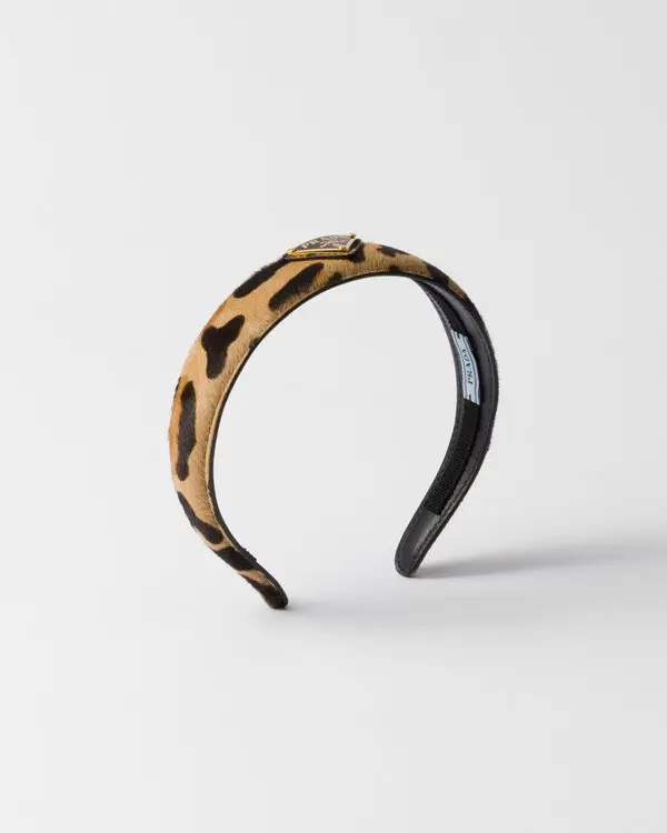 Prada Printed Leather Headband - Honey