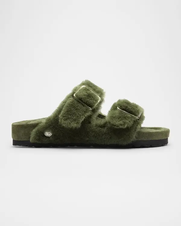 BIRKENSTOCK Arizona Shearling Slides - Green