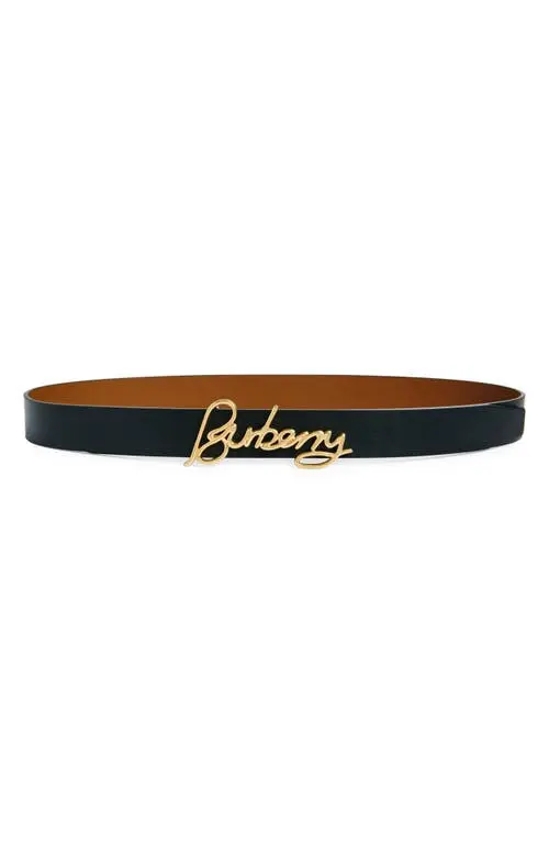 Burberry Signature Reversible Leather Belt - Black/ Hazel