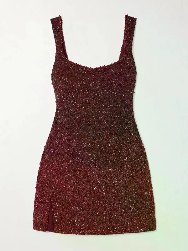 CLIO PEPPIATT Embellished Stretch-tulle Mini Dress - Burgundy