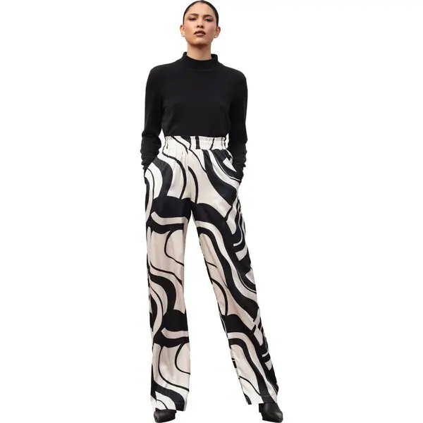DIARRABLU Leer Palazzo Pants - Luze Noir