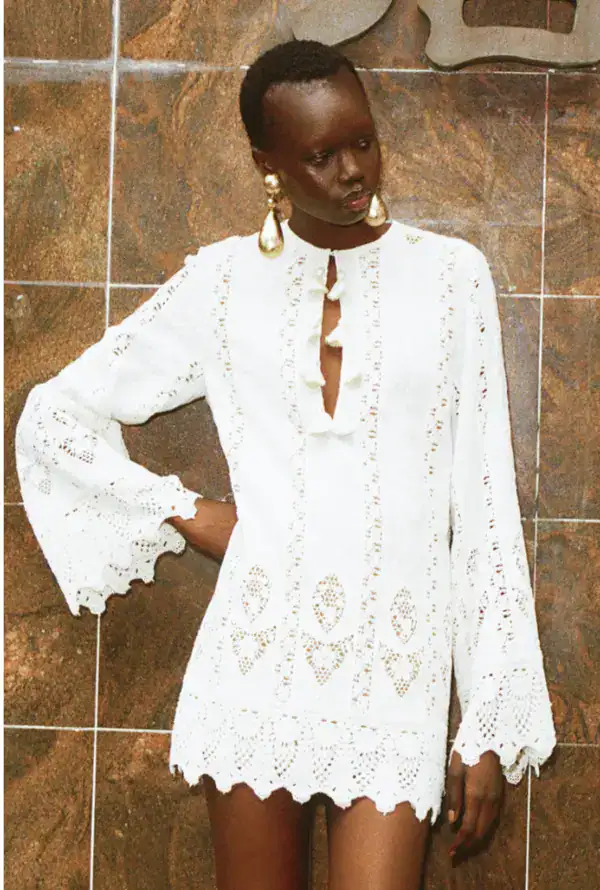 Vision Seeking Embroidered Mini Dress - White