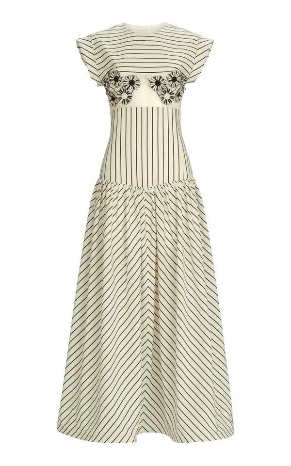 Silvia Tcherassi Hanane Embroidered Maxi Dress - Stripe
