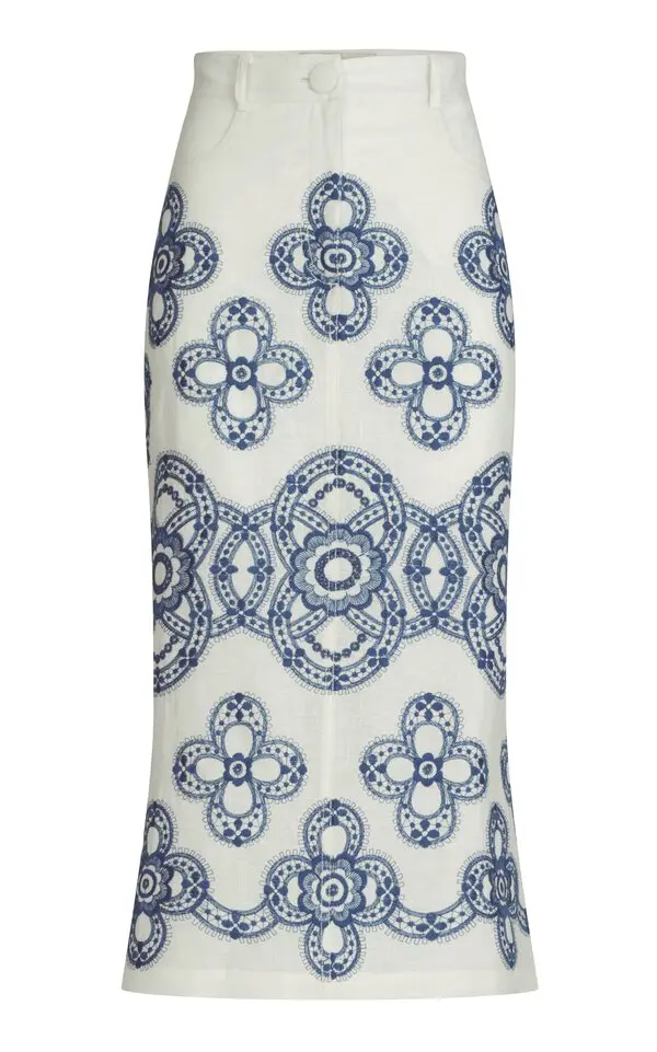 Silvia Tcherassi Layan Linen-cotton Midi Skirt