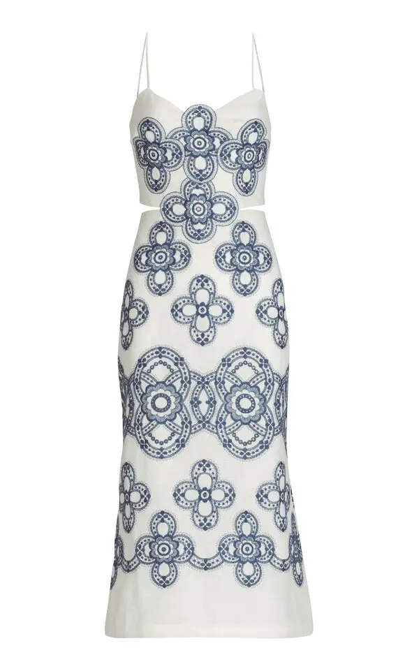 Silvia Tcherassi Ceres Linen-cotton Midi Dress - Multi