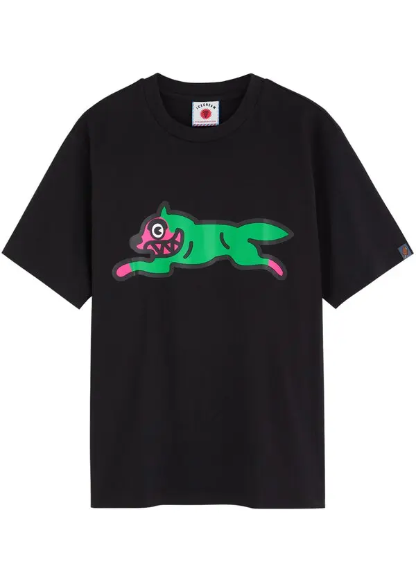 HARVEY NICHOLS Running Dog Printed Cotton T-shirt - Black