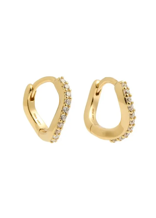 Astrid Miyu Wave Crystal 18kt -Plated Hoop Earrings Gold