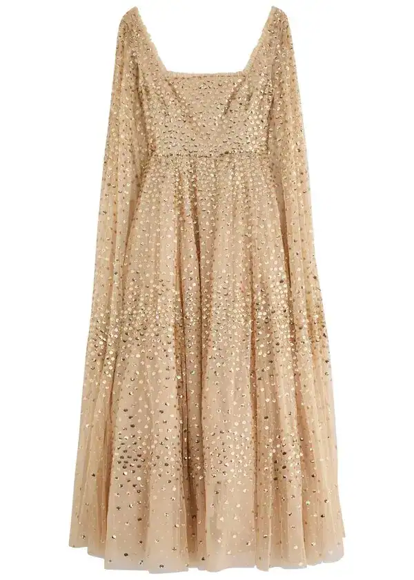Needle & Thread Sequin-Embellished Tulle Gown In Gold - 60% Off |  Editorialist