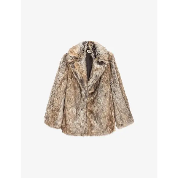 Zadig&Voltaire Faune Open-collar Faux-fur Coat