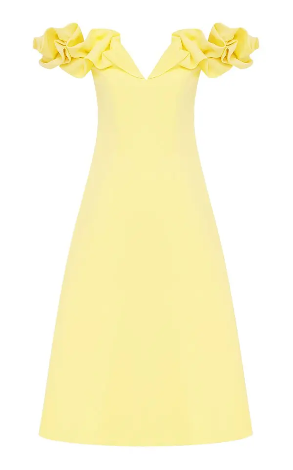 LEO LIN Annie Ruffled Off-the-shoulder Crepe Midi Dress