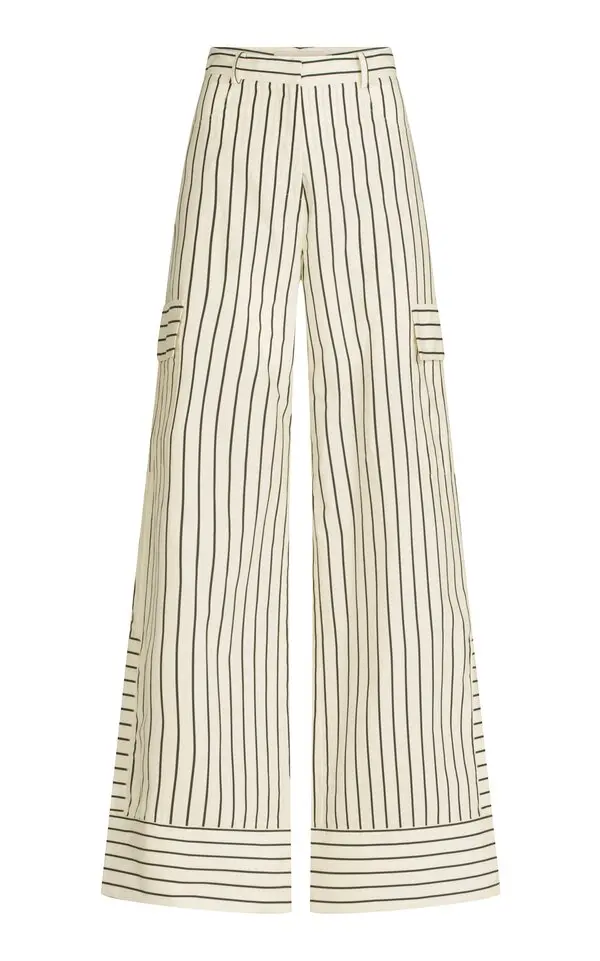 Silvia Tcherassi Falak Cotton Flared Pants - Stripe