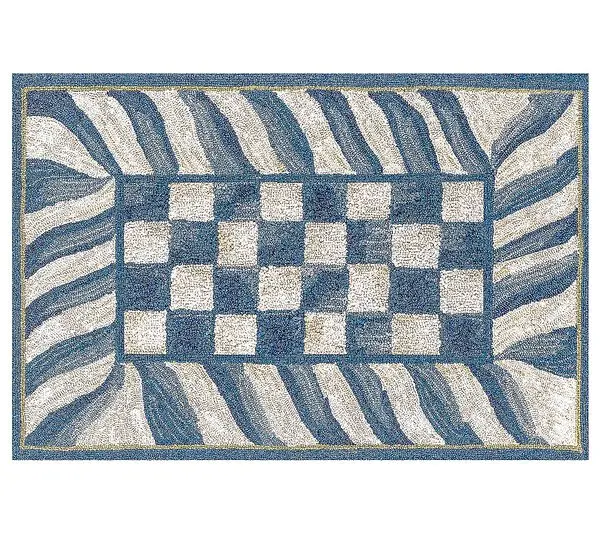 MACKENZIE-CHILDS Truly Royal Check 2' X 3' Wash Ble Rug