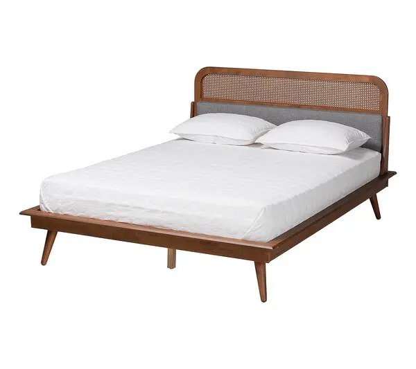 BAXTON STUDIO Irina Grey Fabric And Wood Queenplatform Bed