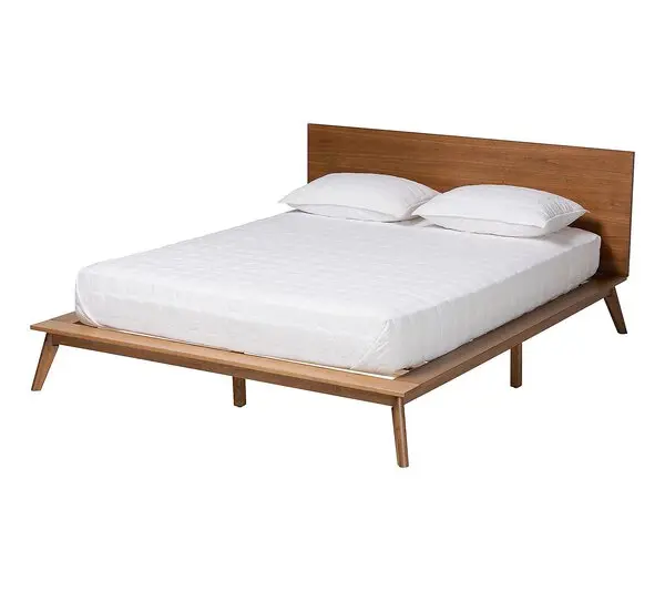 BAXTON STUDIO Wheatley Walnut Brown Wood King P Latform Bed