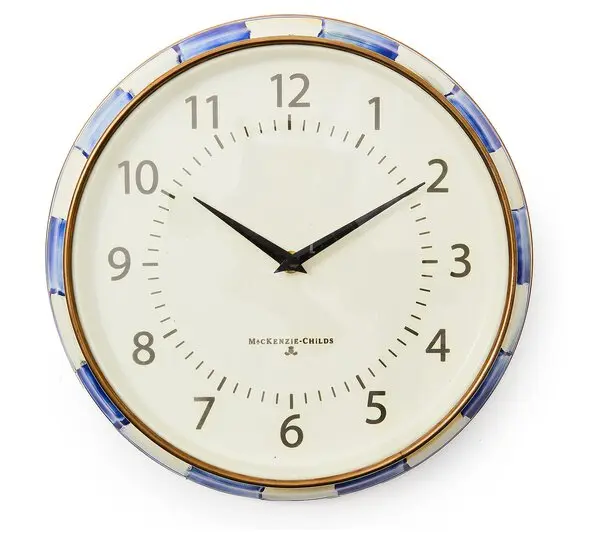 MACKENZIE-CHILDS Royal Check School Wall Clock