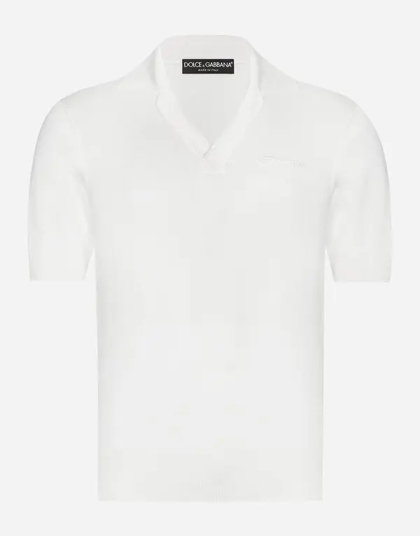 Dolce & Gabbana Silk Polo-shirt With Embroidery - White