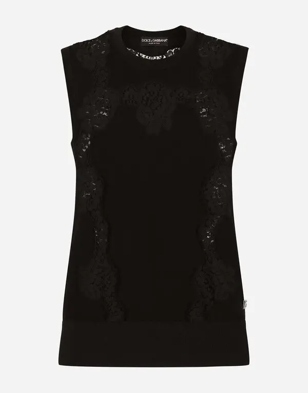 Dolce & Gabbana Cashmere And Silk Sweater With Lace Inlay