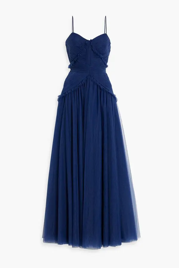 Zac Posen Pleated Tulle Gown - Midnight Blue