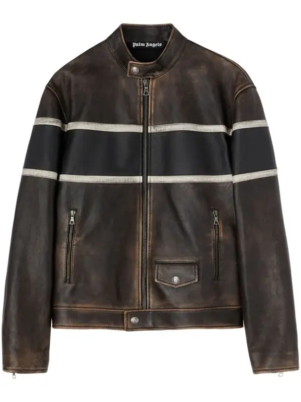 Palm Angels Crystal Pin-up Biker Jacket