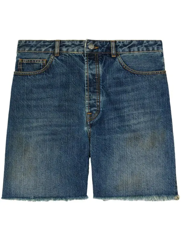 Palm Angels Logo-print Denim Shorts - Blue