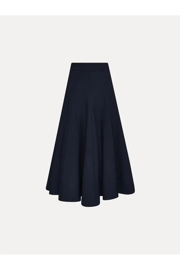 Oscar De La Renta Flared Stretch Wool Skirt