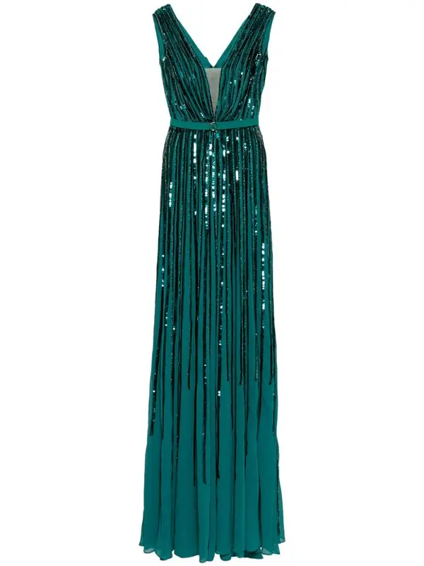 SAIID KOBEISY Sequin Maxi Dress - Green