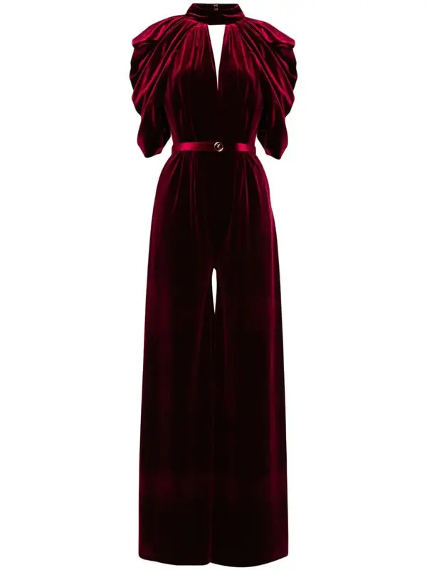SAIID KOBEISY Velvet Jumpsuit - Red