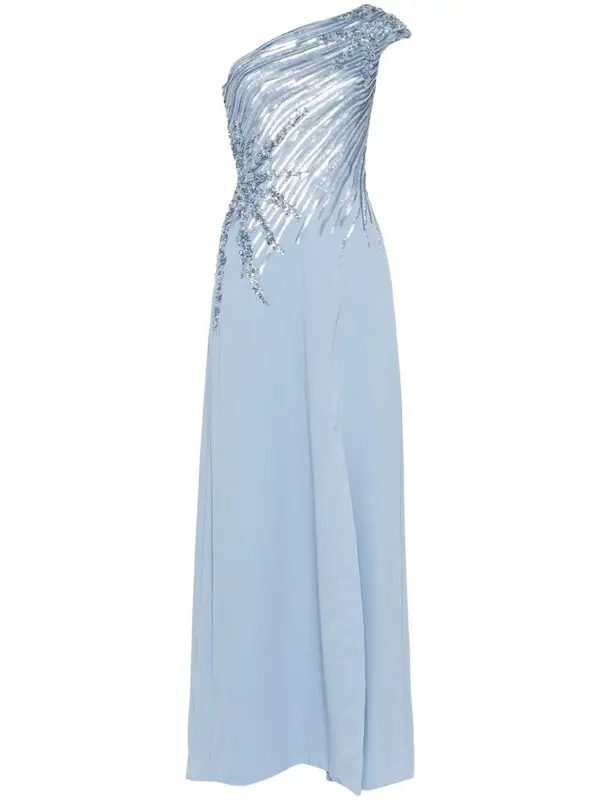 SAIID KOBEISY One-shoulder Sequin Gown - Blue