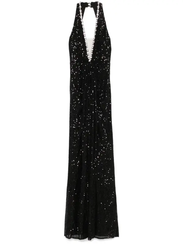 NISSA Sequined Halterneck Maxi Dress